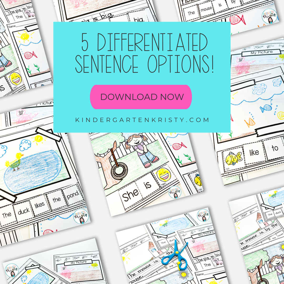 Differentiated Cut & Paste Sentences - Kindergarten Kristy